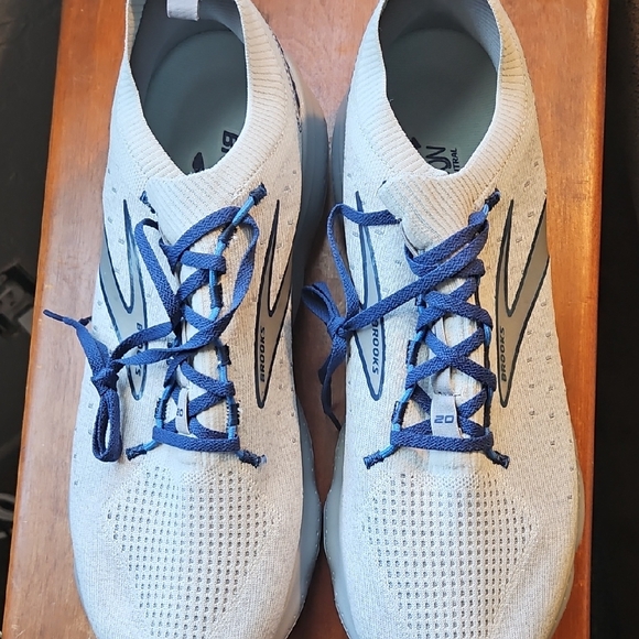 Brooks | Shoes | Brooks Mens Light Gray And Blue Athletic Shoes ...